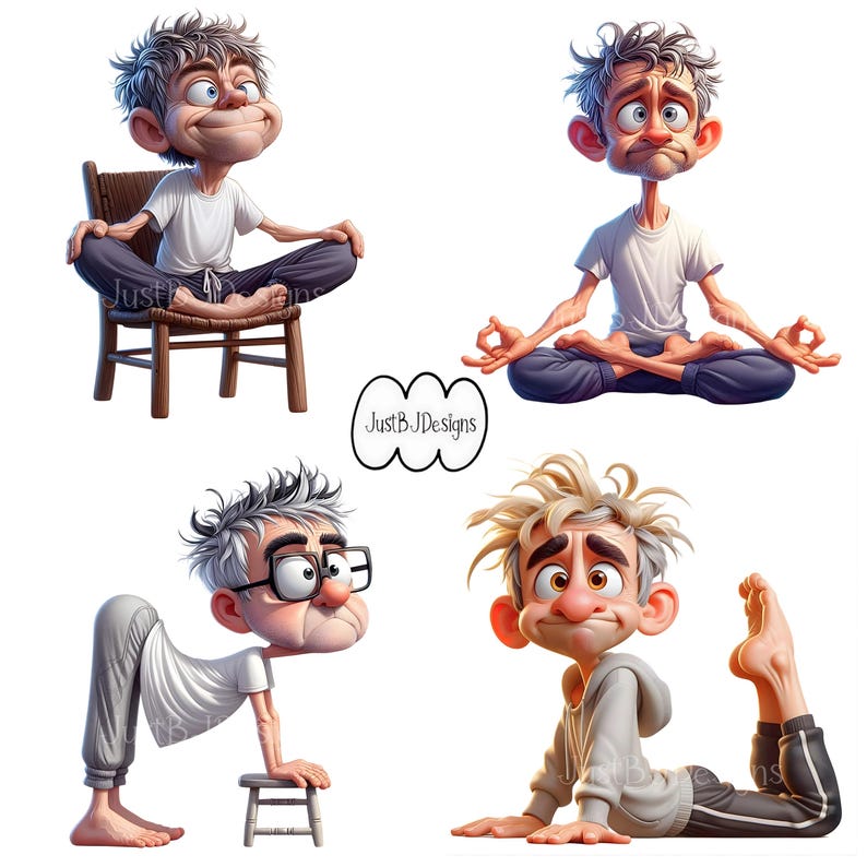 Schrullige Yoga Clipart - 20 hochauflösende Bilder - kommerzieller oder ...