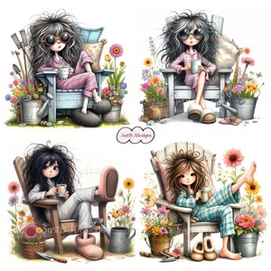 Whimsical Quirky Spring Morning Coffee Lady - 20 High Resolution Images ...