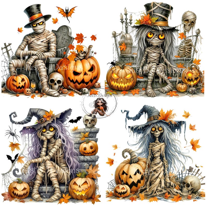 Halloween Whimsical Mummy Clipart - 15 High Resolution Images ...
