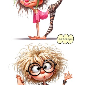 Whimsy Quirky Yoga Girl - Yoga Clipart Bundle - 15 JPG High Resolution ...