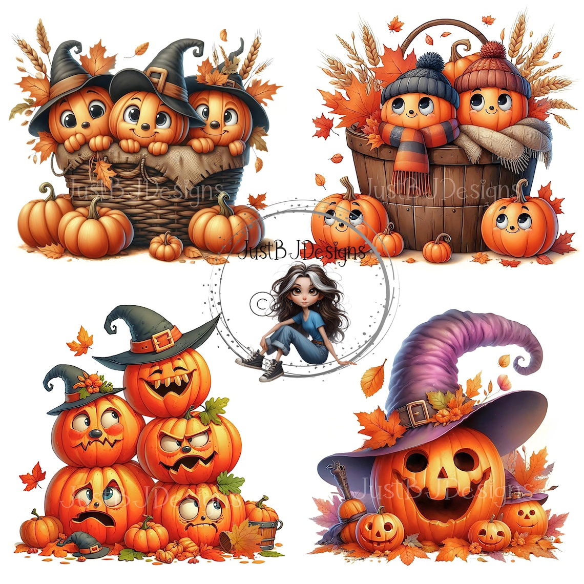 Whimsical Halloween Pumpkin Clipart: 25 High-res Images (commercial Use ...
