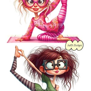 Whimsy Quirky Yoga Girl - Yoga Clipart Bundle - 15 JPG High Resolution ...