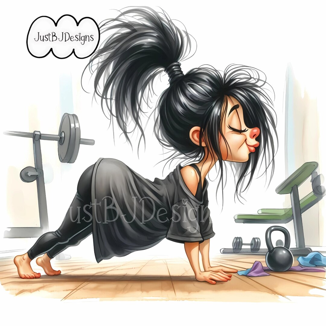 Work Out Lady Whimsy Quirky Clipart - Cute Clipart Bundle - 18 High ...