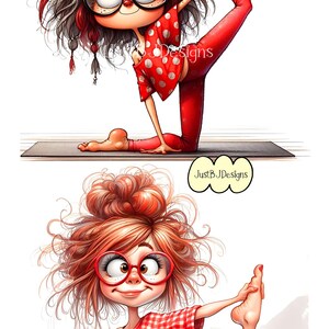 Whimsy Quirky Yoga Girl - Yoga Clipart Bundle - 15 JPG High Resolution ...