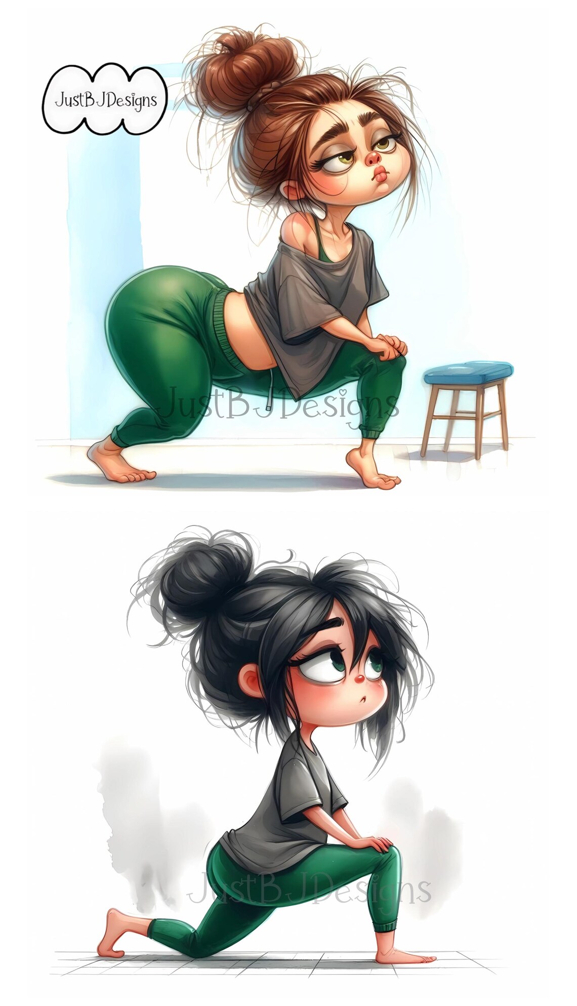 Work Out Lady Whimsy Quirky Clipart Cute Clipart Bundle 18 High ...