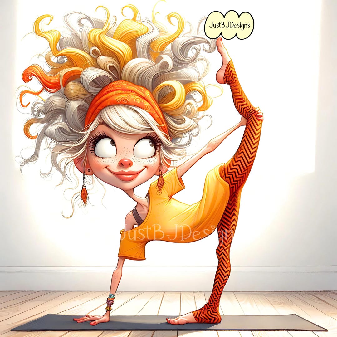 Whimsy Quirky Yoga Girl - Yoga Clipart Bundle - 15 JPG High Resolution ...
