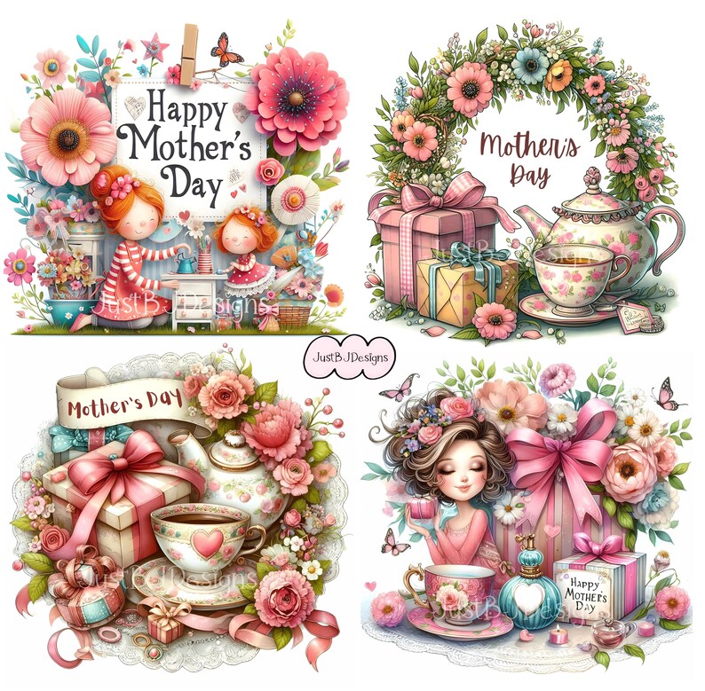 Whimsical Mother's Day Clipart: High-resolution Images (commercial ...
