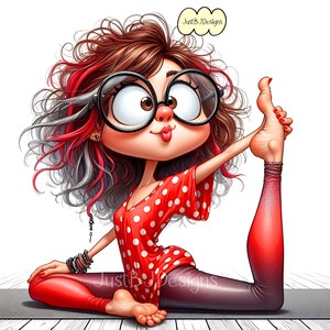 Whimsy Quirky Yoga Girl - Yoga Clipart Bundle - 15 JPG High Resolution ...