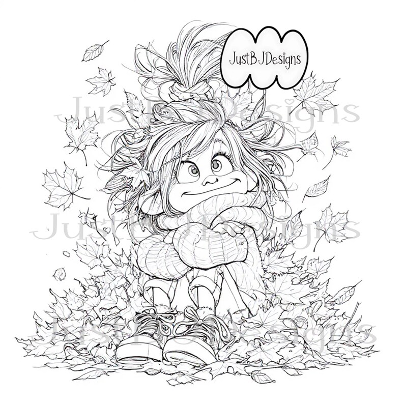 Fall Kids' Digital Coloring - Line Drawing - 5 High Resolution Images ...