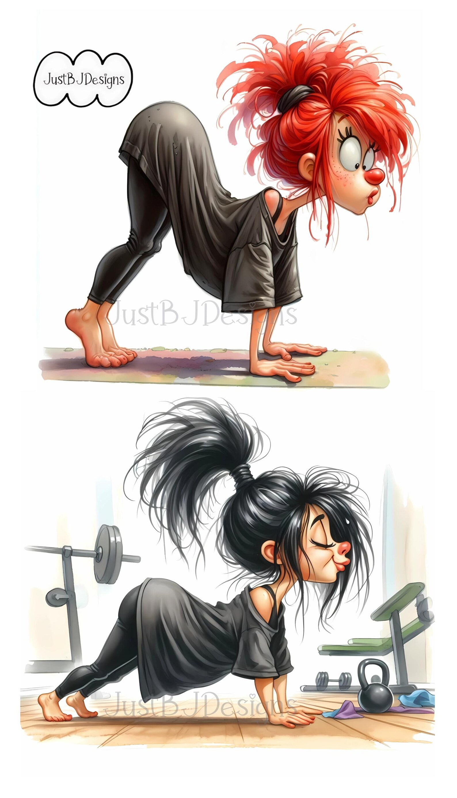 Work Out Lady Whimsy Quirky Clipart Cute Clipart Bundle 18 High ...