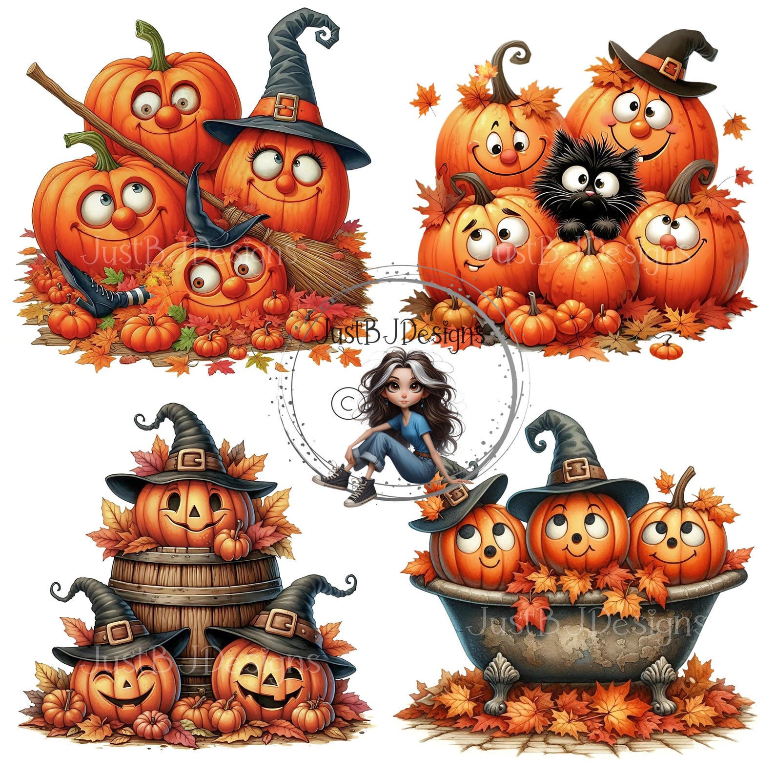 Whimsical Halloween Pumpkin Clipart: 25 High-res Images (commercial Use ...