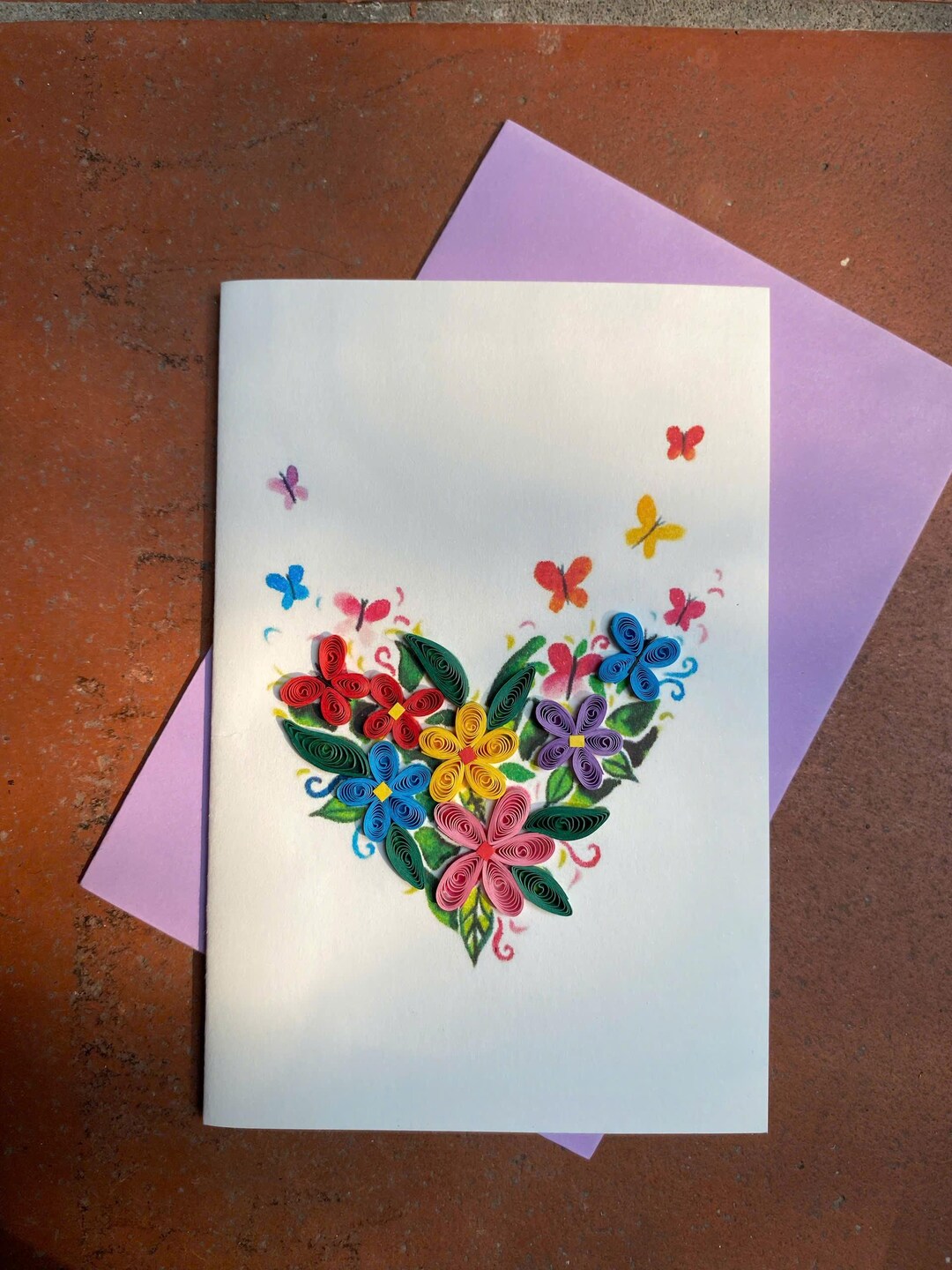 Handmade Paper Card, Flower Bouquet Card, Sympathy Cards, Greeting ...