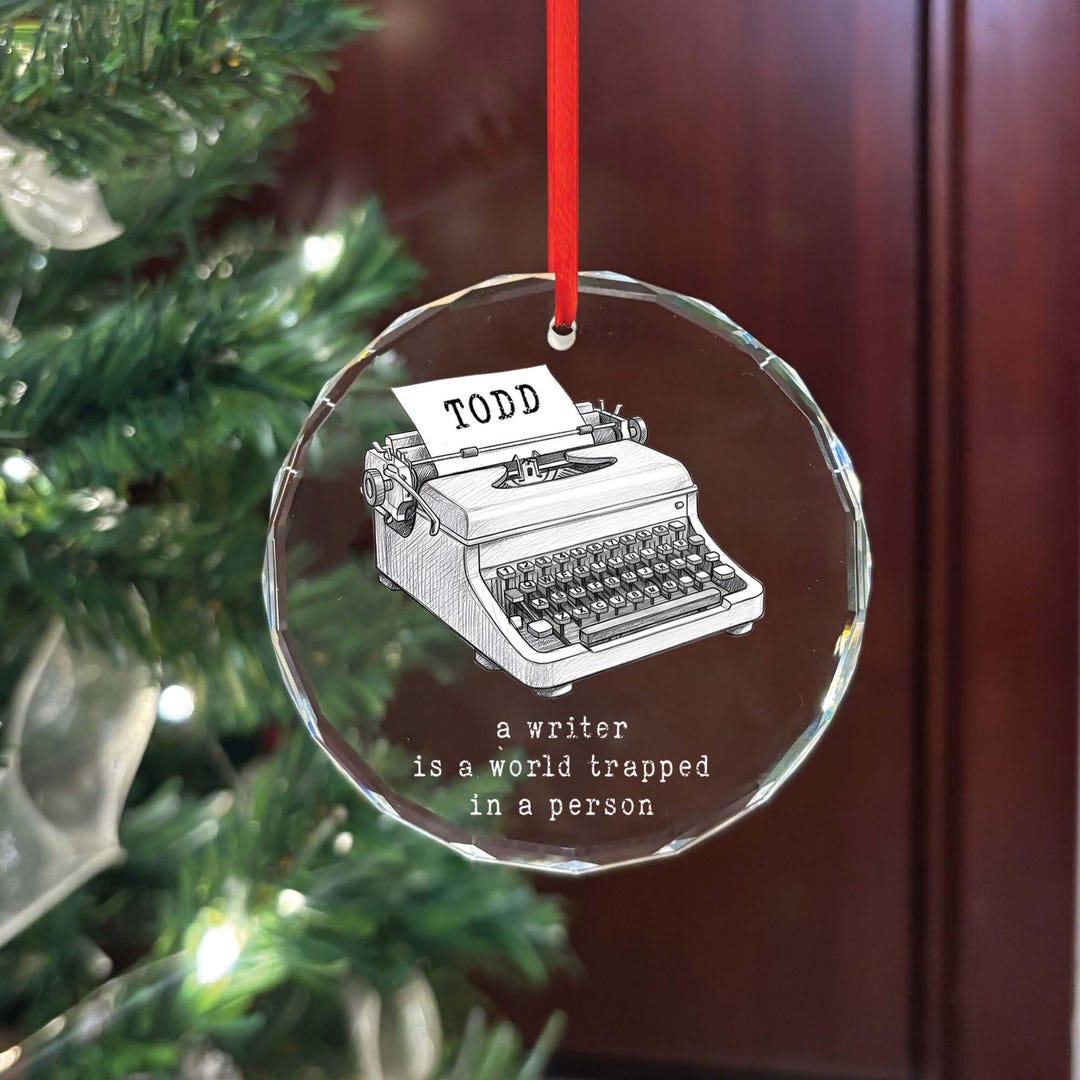 Personalized Writer Glass Ornament, Typewriter Ornament, Christmas Gift ...
