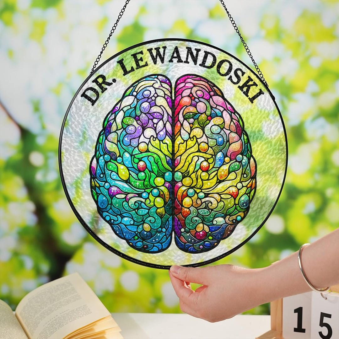 Personalized Brain Suncatcher, Glass Light Catcher for Window Hanging ...