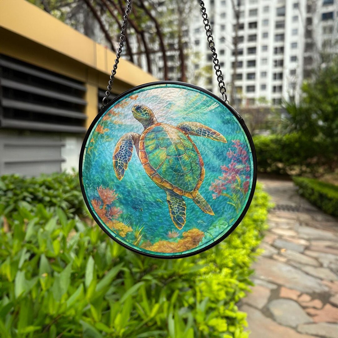 Tortoise Suncatcher, Turtle Suncatcher, Beach House Window Hanging ...