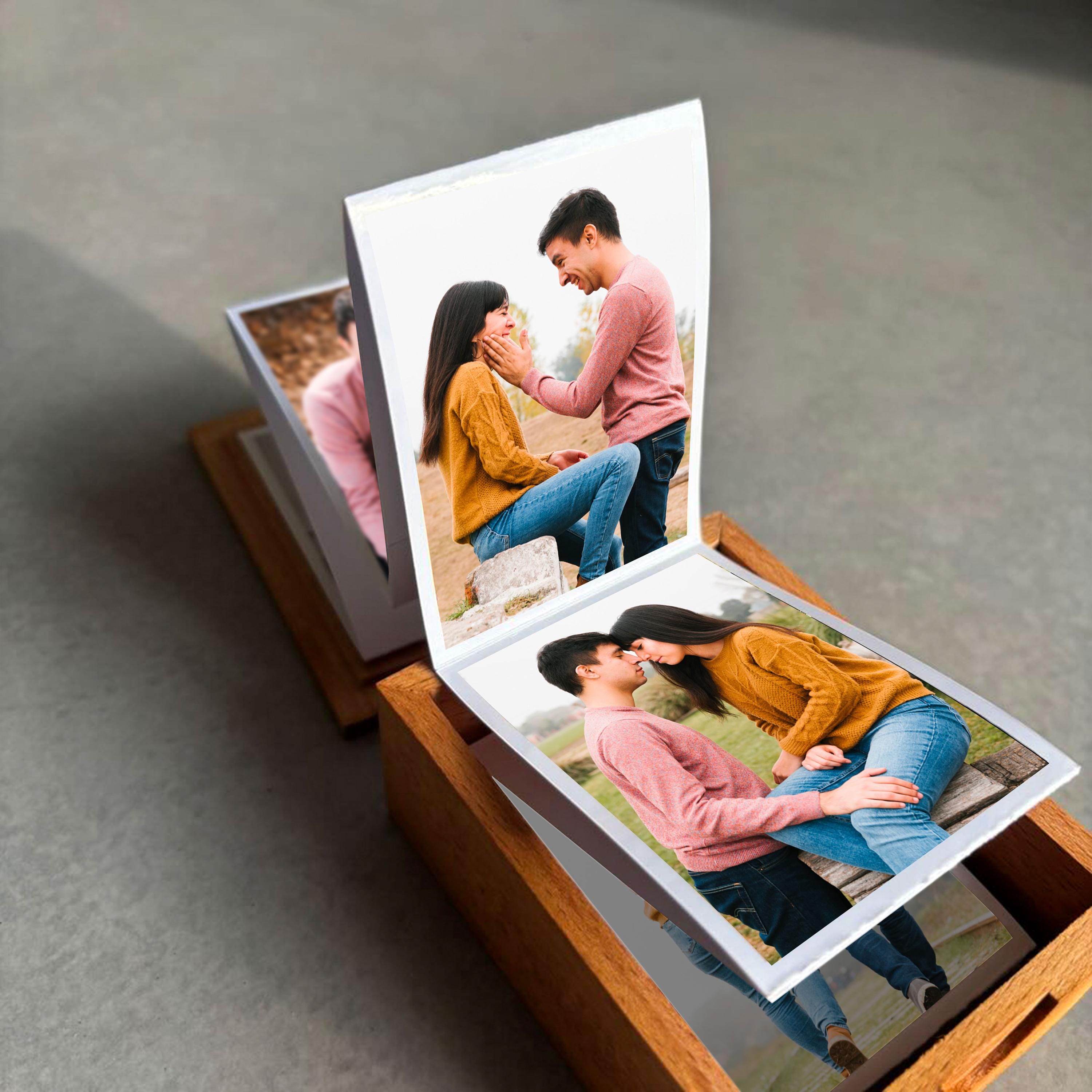 Wedding Pull Out Photo Box Custom, Pull up Photo Wooden Box, Wedding ...
