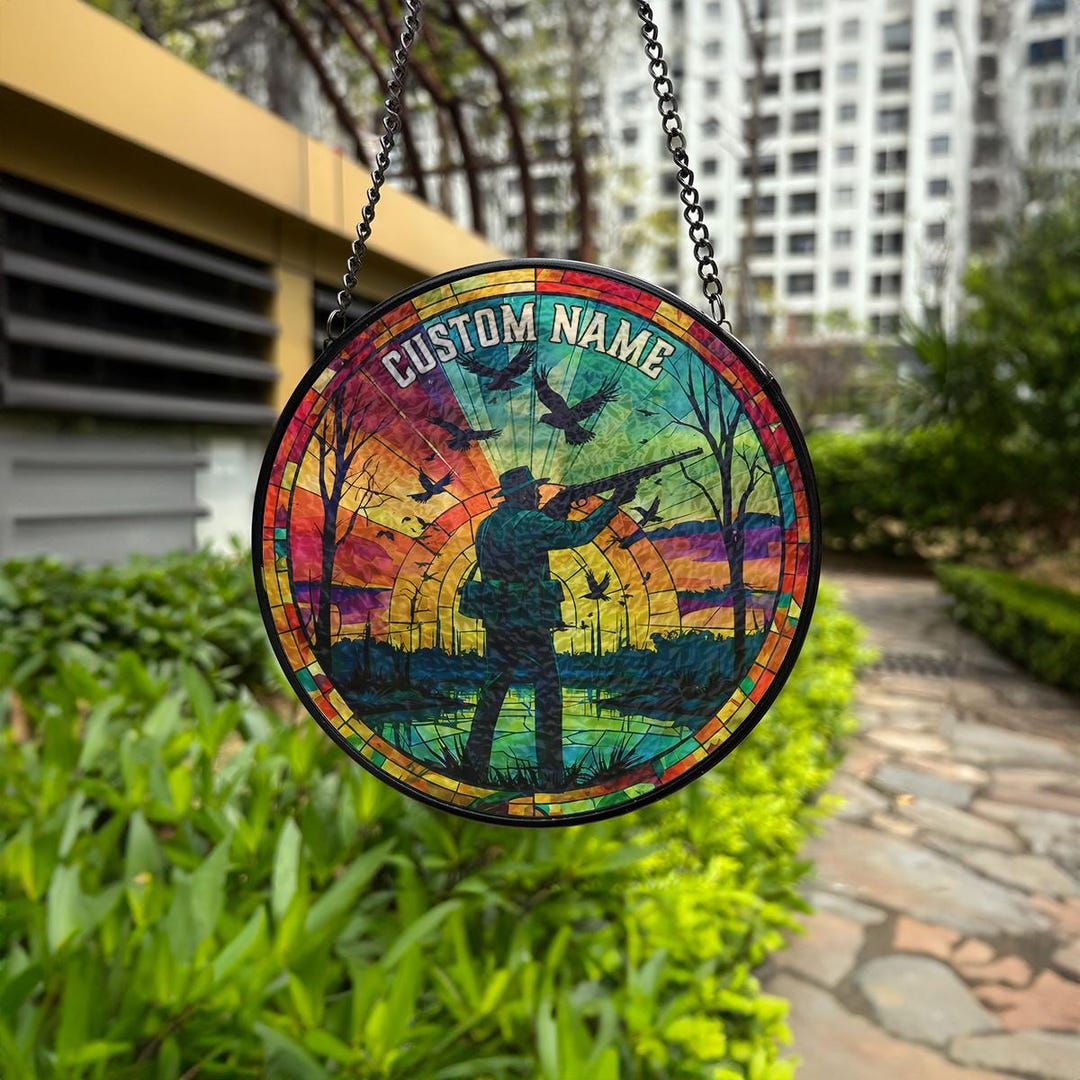 Hunter Dad Stained Glass Art Personalized, Loon Hunting Ornament ...