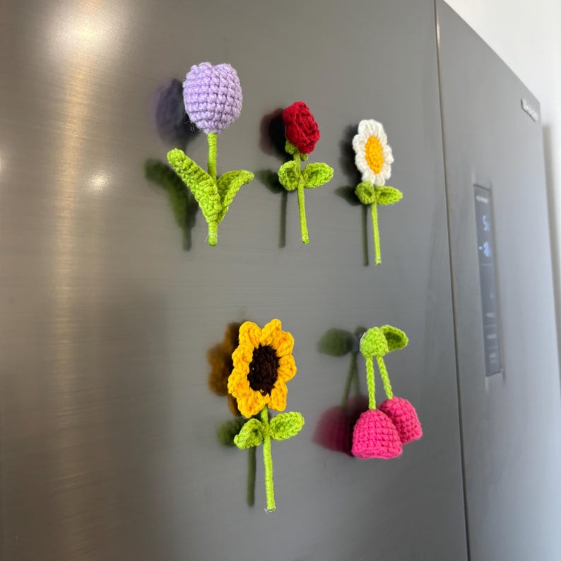 Crocheted Refrigerator Magnets, Fridge Magnets for Kitchen Decor ...