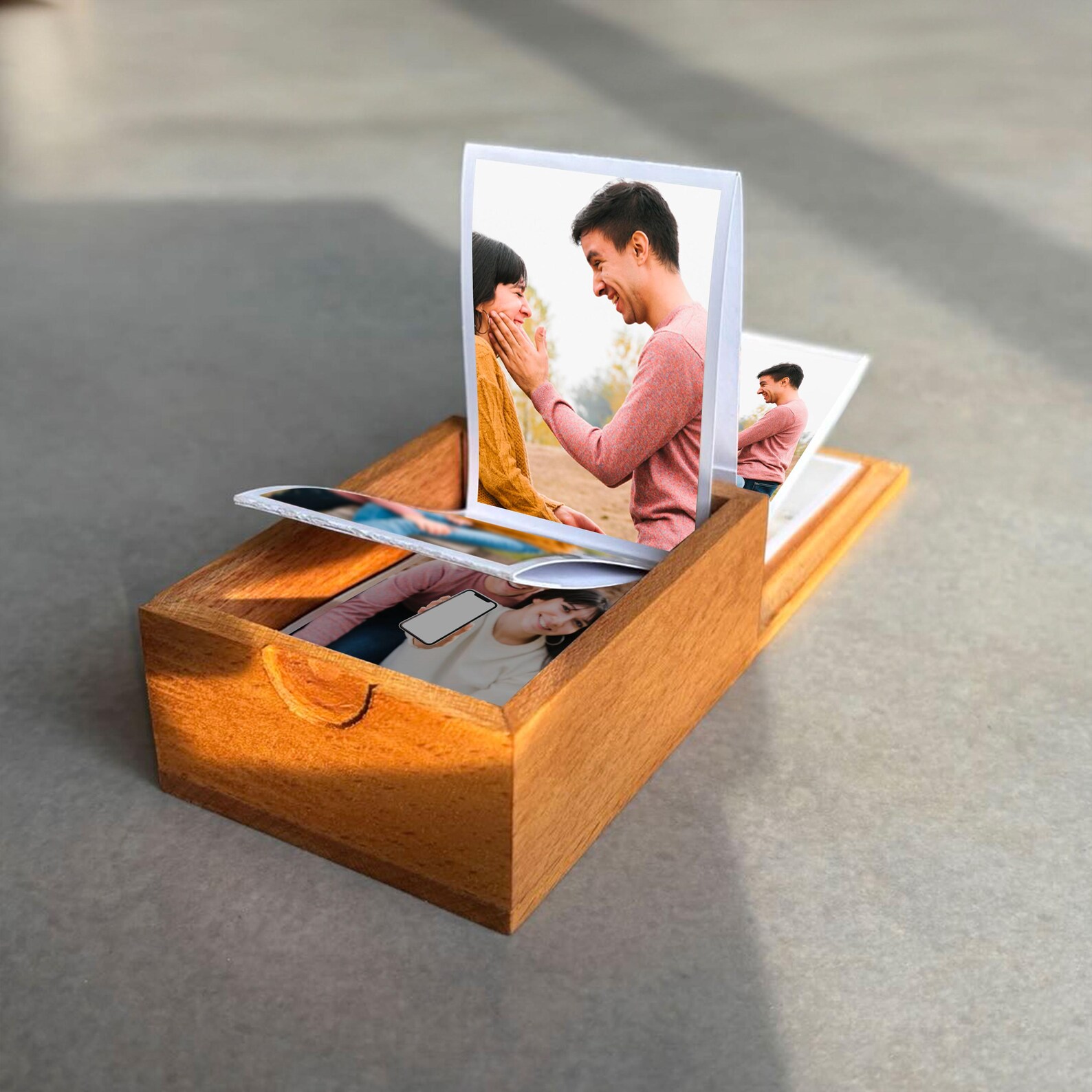 Wedding Pull Out Photo Box Custom, Pull up Photo Wooden Box, Wedding ...