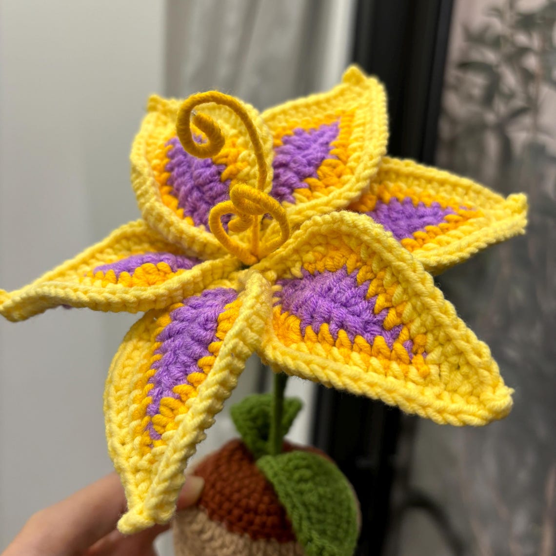 Sundrop Crochet in Pot, Finished Flowers, Knitted Flower Bouquet, Car ...