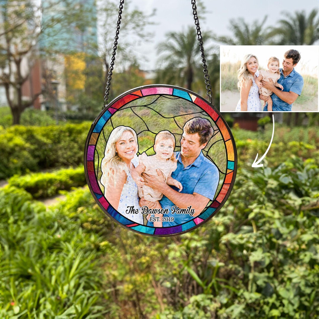Glass Suncatcher Personalized Photo, Family Suncatcher for Window ...