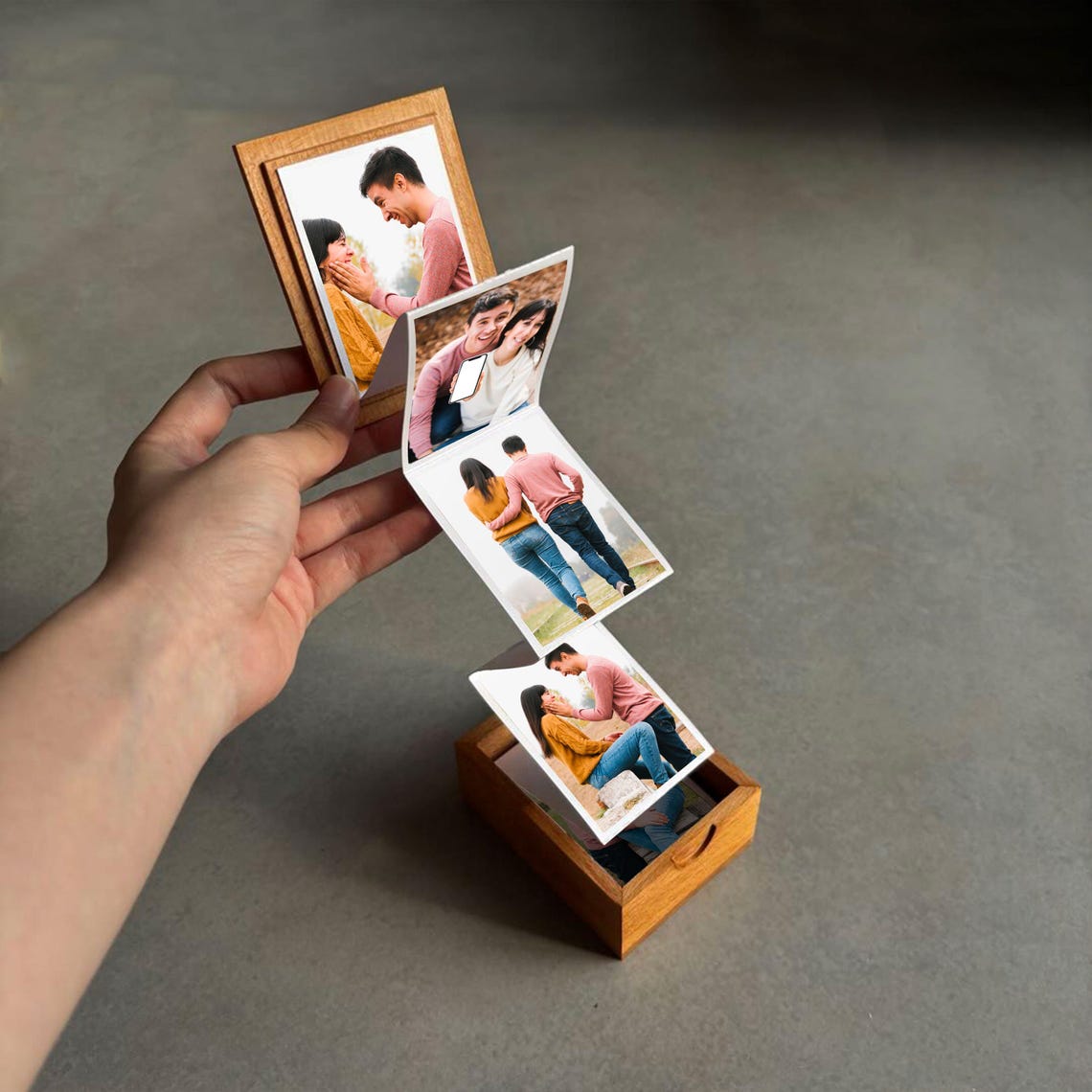 Wedding Pull Out Photo Box Custom, Pull up Photo Wooden Box, Wedding ...