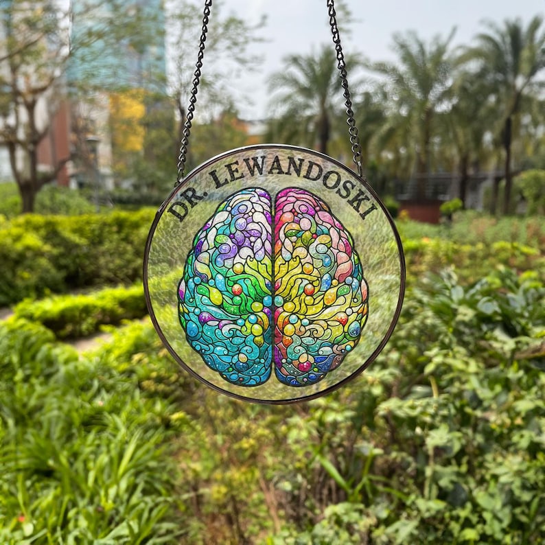 Personalized Brain Suncatcher, Glass Light Catcher for Window Hanging ...