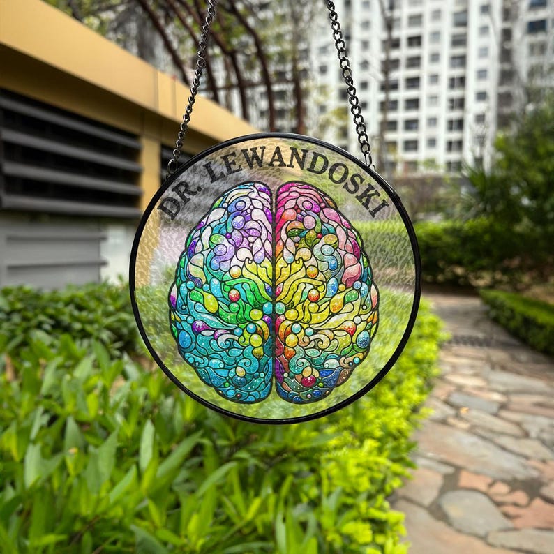 Personalized Brain Suncatcher, Glass Light Catcher for Window Hanging ...