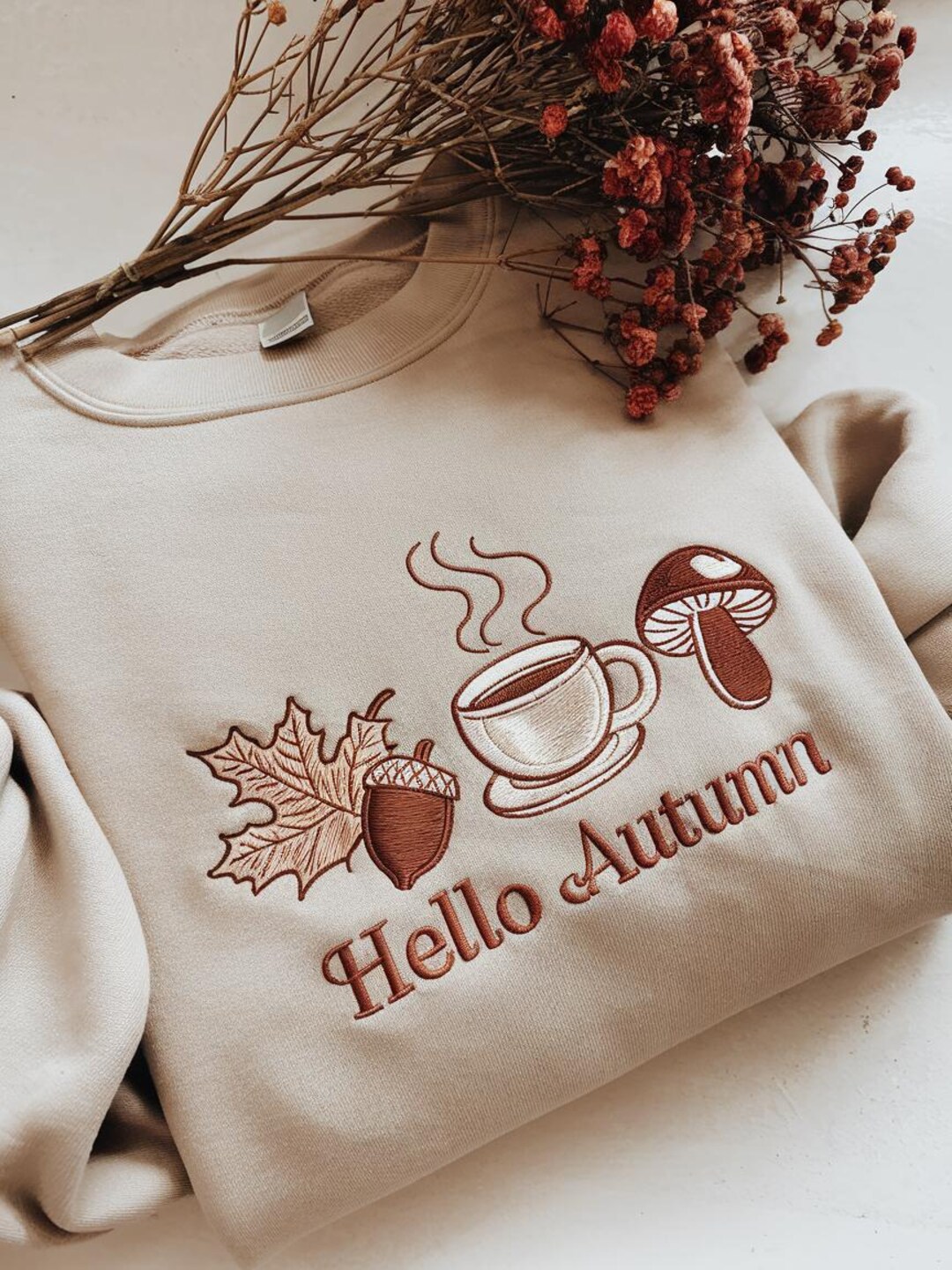 Hello Autumn Embroidered Sweatshirt, Hello Autumn Sweatshirt ...