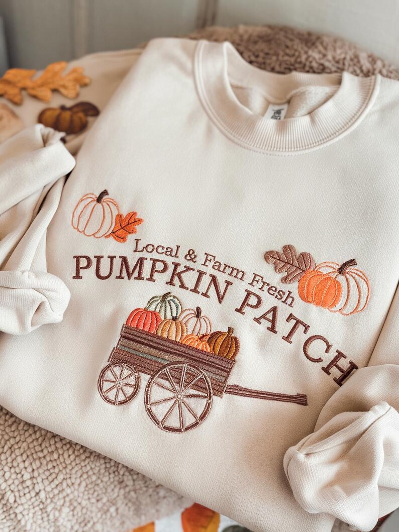 Halloween Embroidered Sweatshirt, Pumpkin Patch Sweatshirt, Fall ...