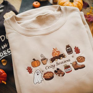 Cozy Season Embroidered Sweatshirt, Cozy Season Sweatshirt, Autumn ...