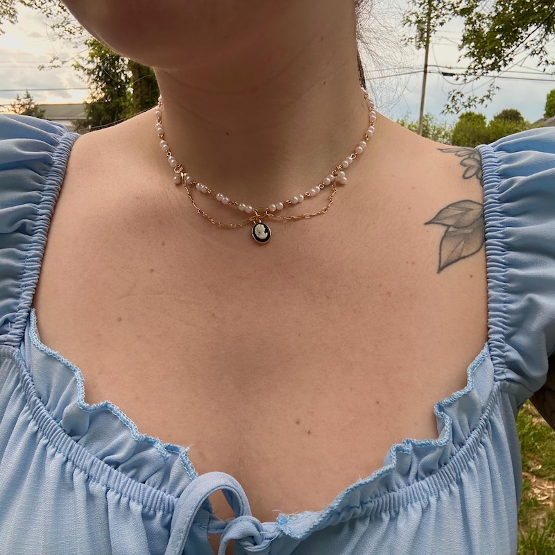 Pearl/ Cameo Necklace - Etsy