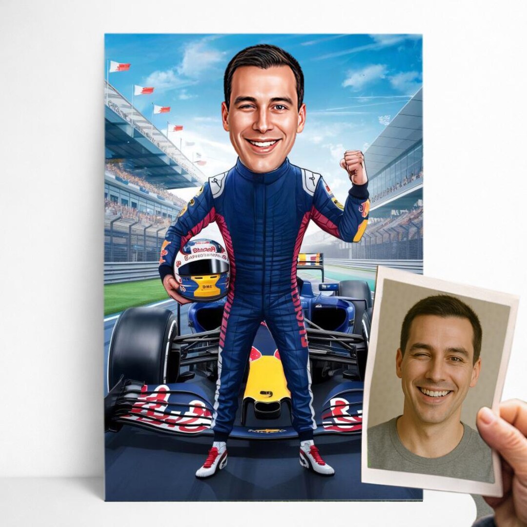 Personalized F1 Driver Portrait | Customizable Cartoon Formula 1 Poster ...