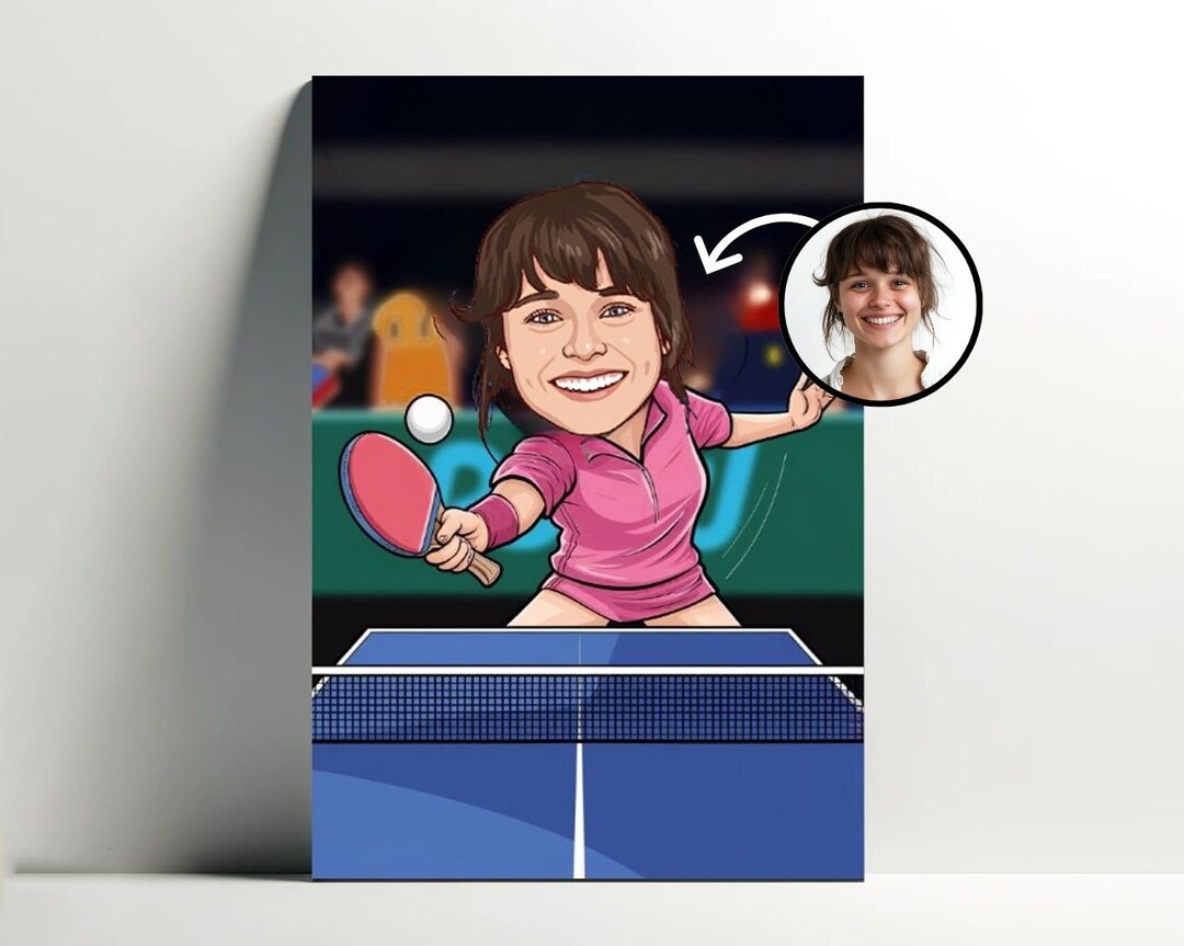 Personalized Portrait of a Ping-pong Girl | Customizable Table Tennis ...