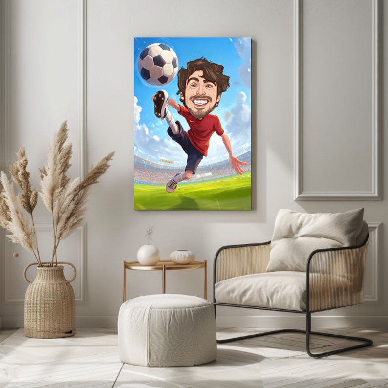 Personalized Cartoon Portrait Football Player | Customizable Cartoon ...