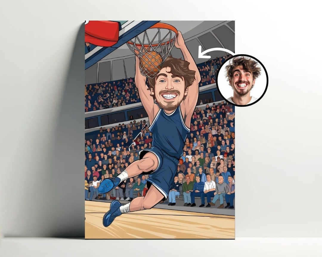 Personalized Basketball Player Portrait Customizable Basketball Cartoon ...