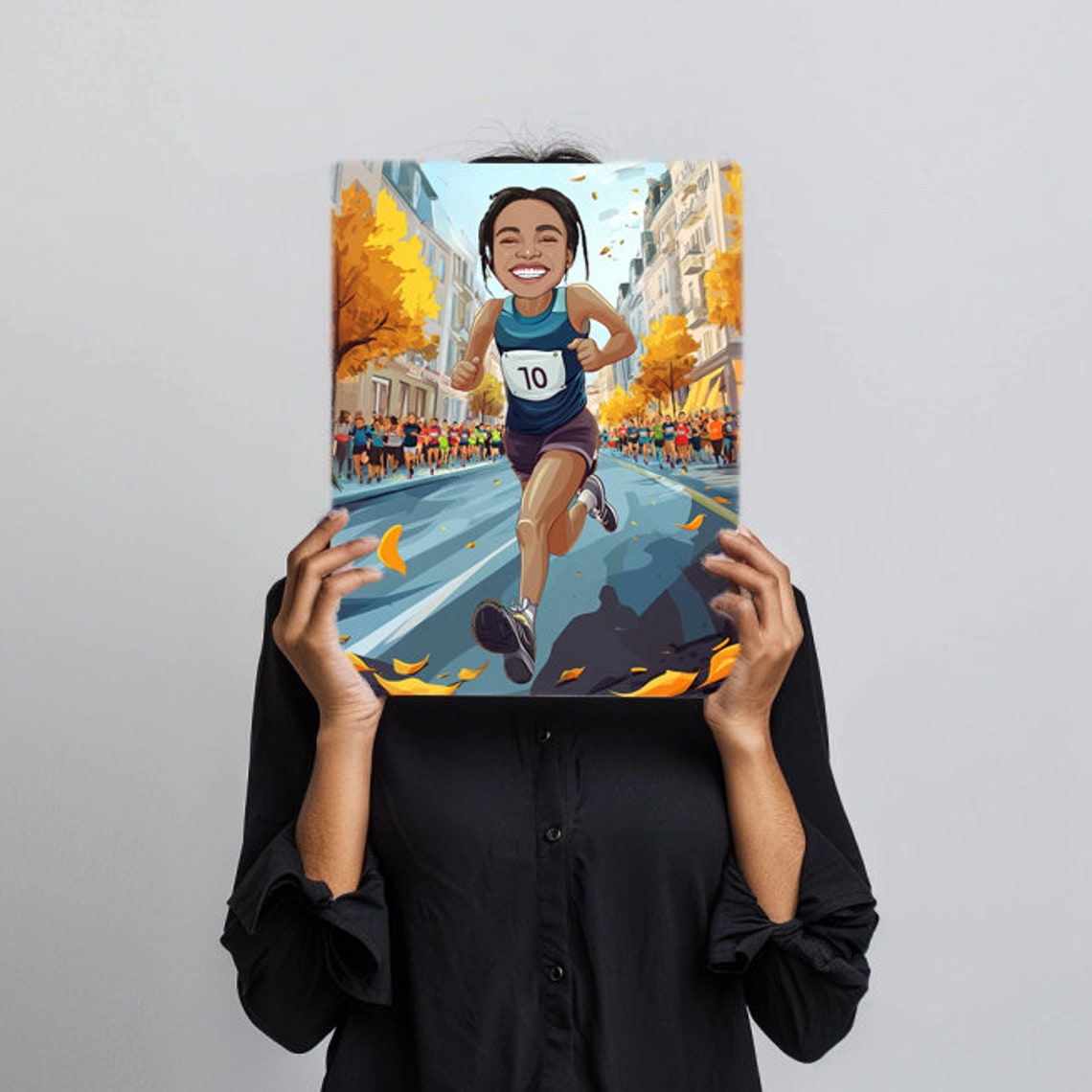 Personalized Runner Portrait | Customizable Cartoon Girl Marathon ...