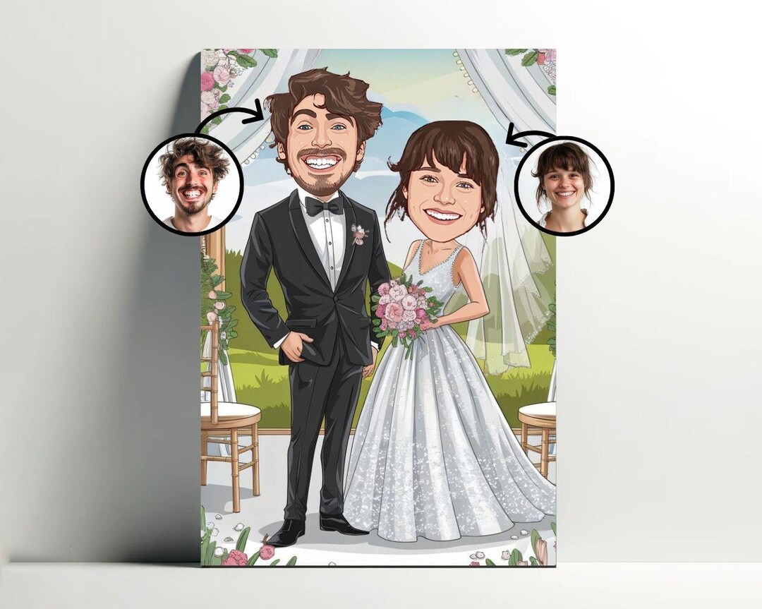 Personalized Wedding Portrait | Customizable Cartoon Wedding Poster ...