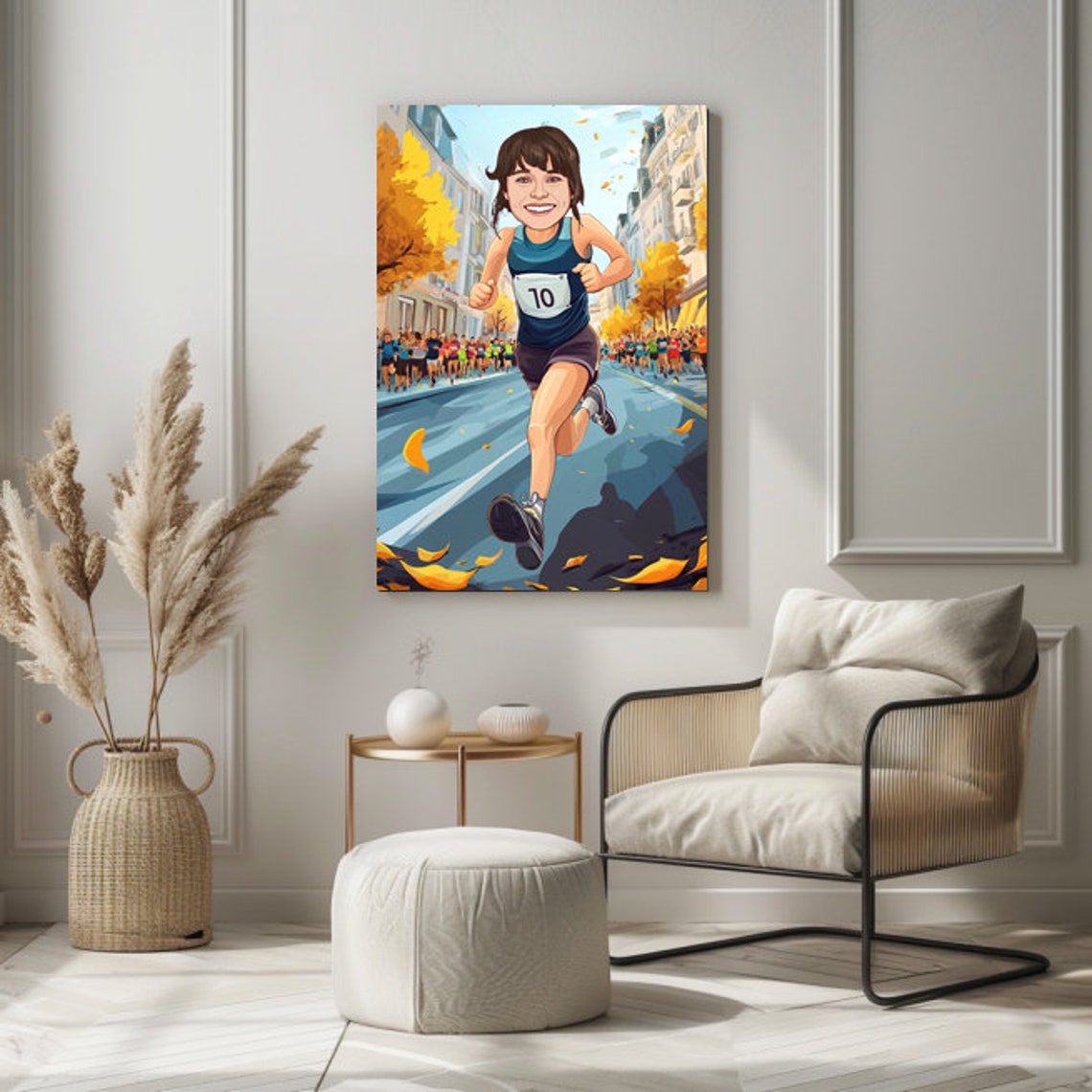 Personalized Runner Portrait | Customizable Cartoon Girl Marathon ...