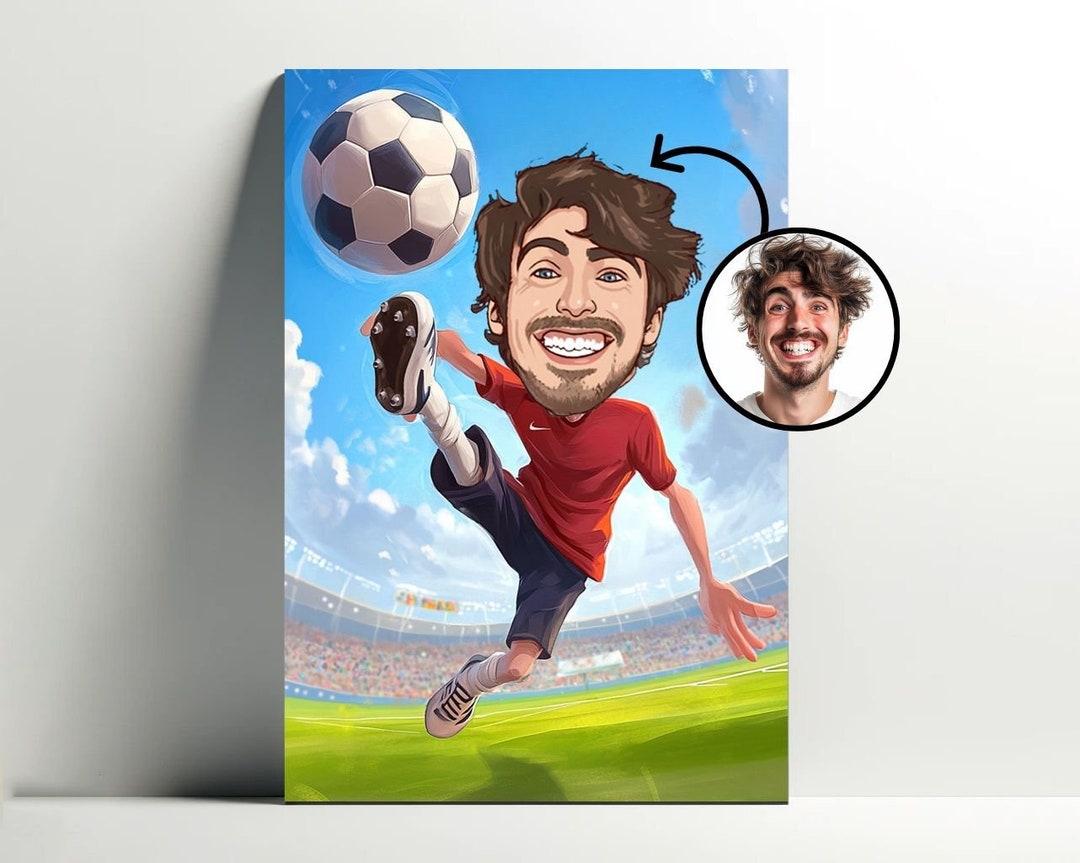Personalized Cartoon Portrait Football Player | Customizable Cartoon ...