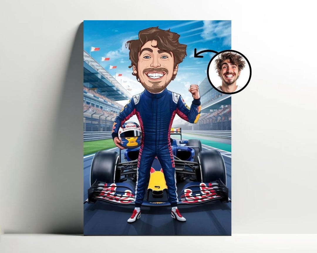 Personalized F1 Driver Portrait | Customizable Formula 1 Cartoon Poster ...