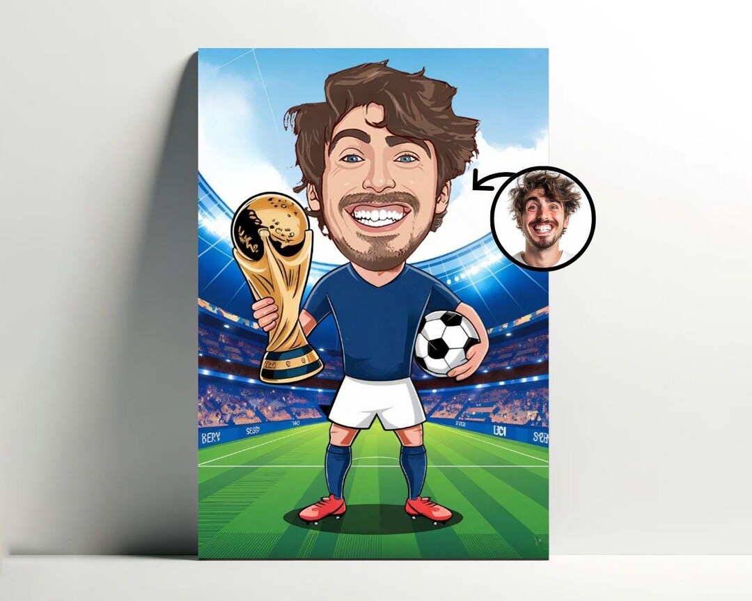 Personalized Cartoon Portrait of a Football Player | Cartoon World Cup ...