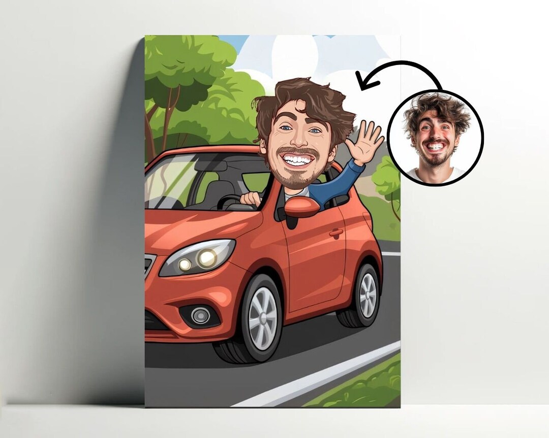 Personalized Pilot Portrait | Customizable Cartoon Car Poster ...