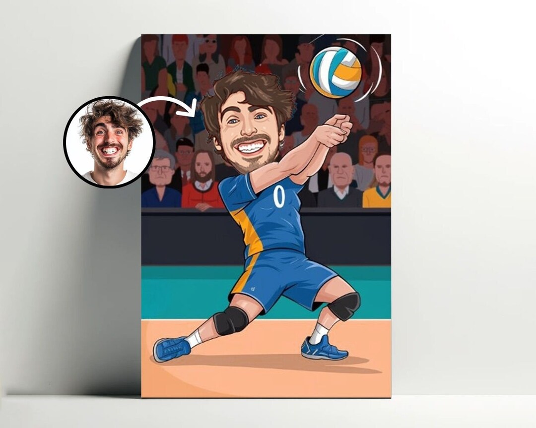 Personalized Volleyball Player Portrait | Customizable Cartoon ...