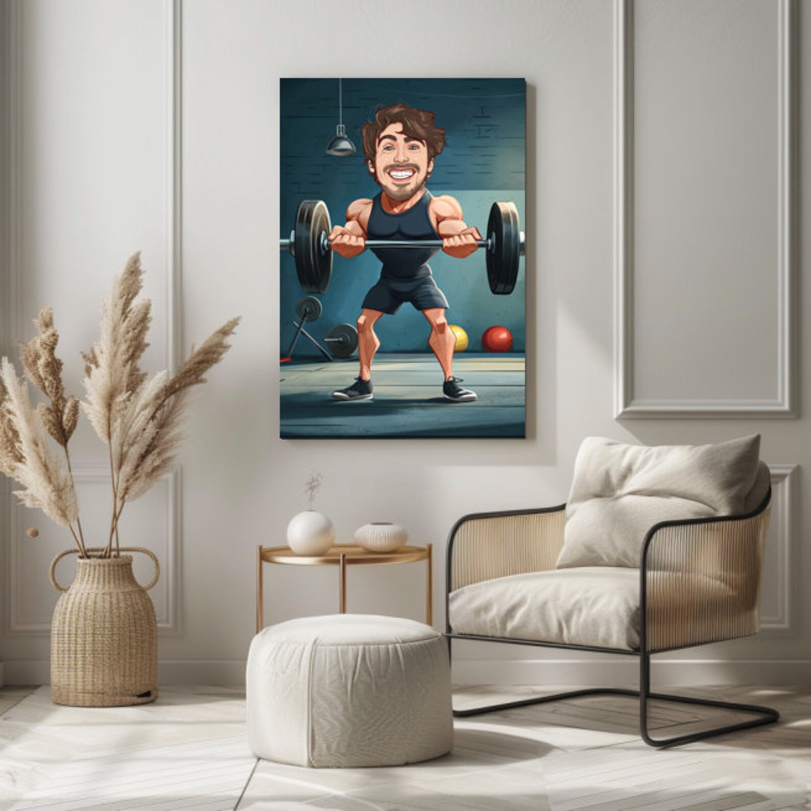 Personalized Bodybuilding Portrait | Customizable Cartoon Fitness ...
