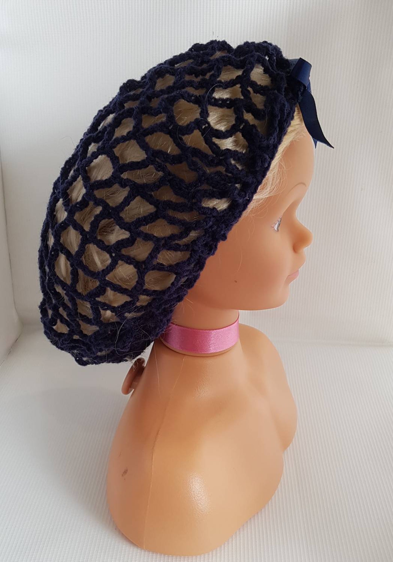 Navy Blue Crochet Hair Net 1940 Vintage Style Hair Net - Etsy