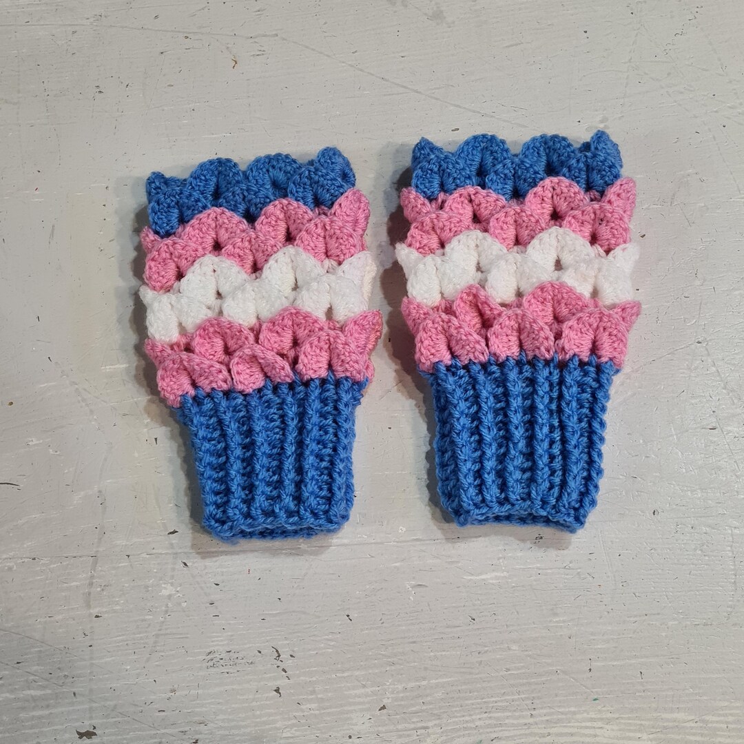 Trans Flag Mittens, Blue Mittens, Dragon Scale Gloves, Crocodile Gloves ...