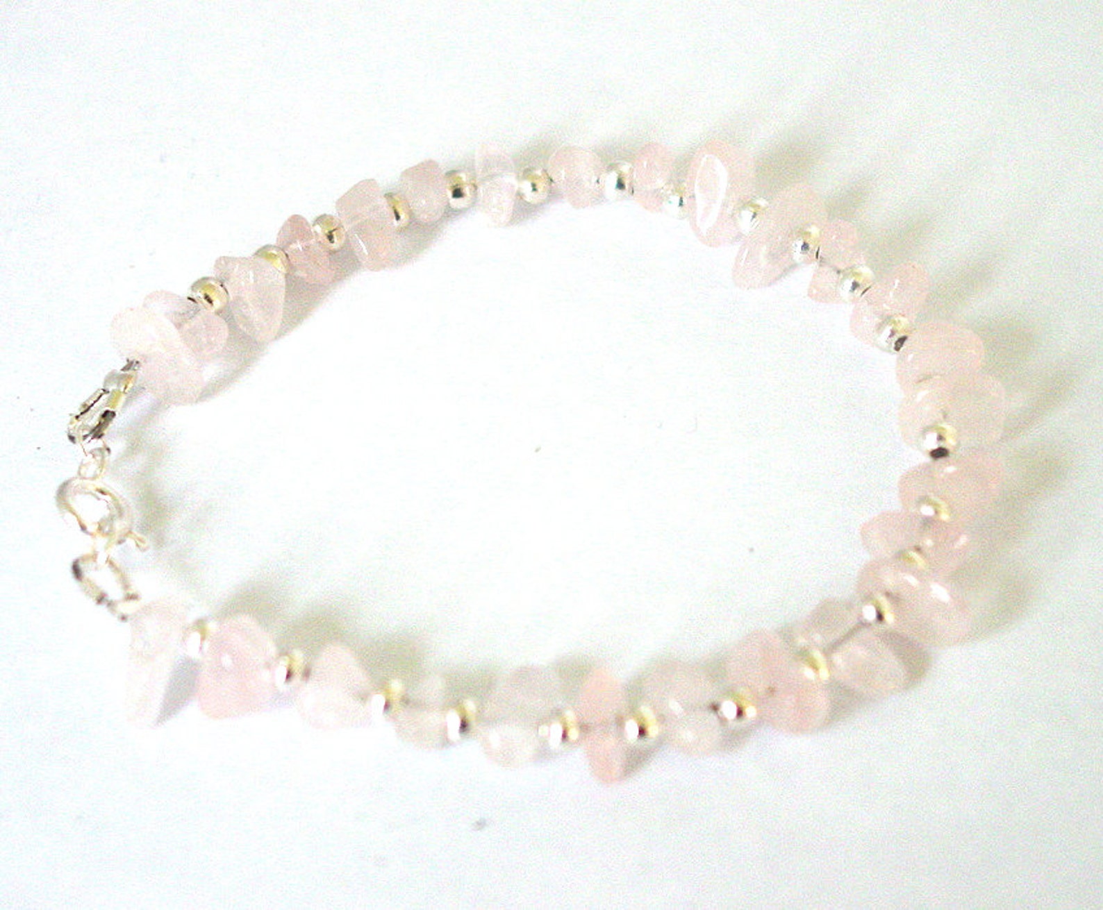 Rose Quartz Bracelet Pink and Silver Bracelet UK Seller - Etsy