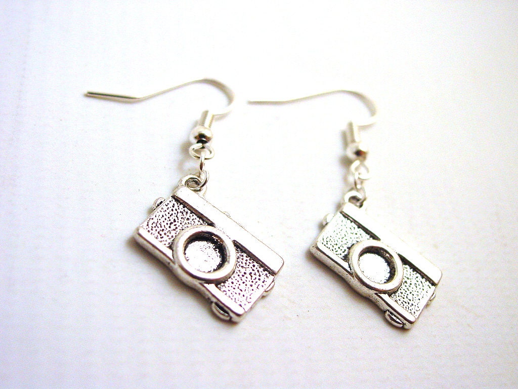 Camera Earrings - Silver Photographer Earrings - Photography Earrings ...