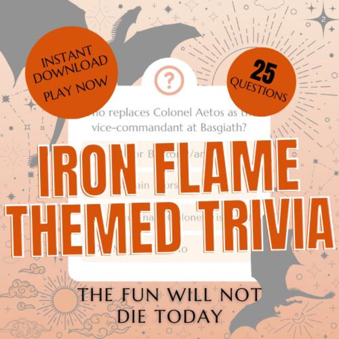 Iron Flame Trivia Quiz | 25 Question Printable Game | Digital Download ...